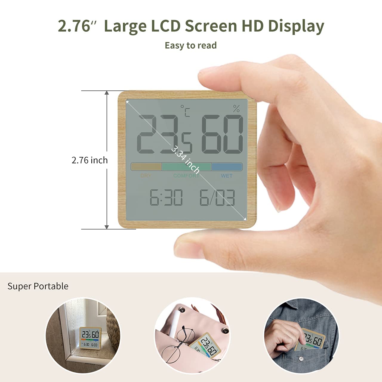 LCD Digital Clock Hygrothermograph - Accurate Temp & Humidity | My-Wall ...