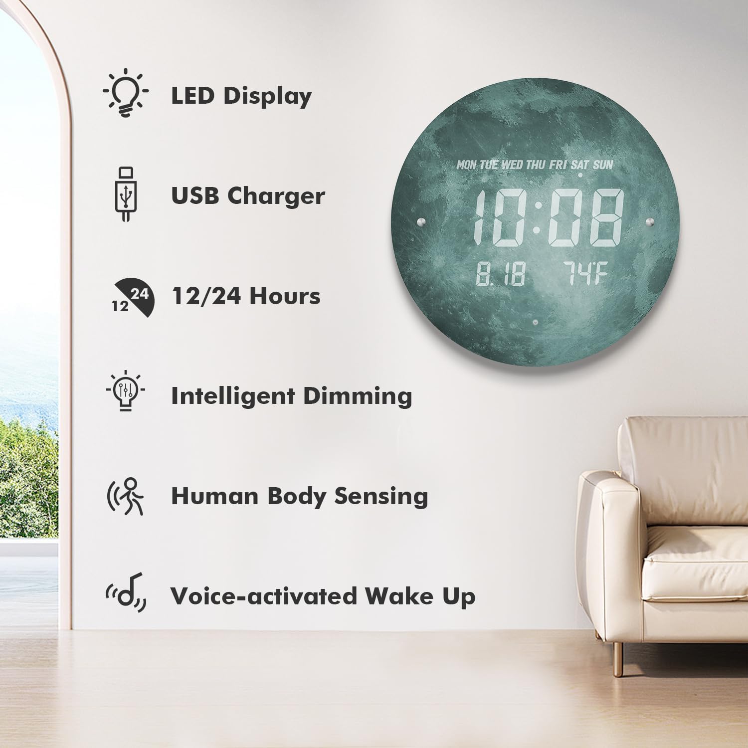 Moon Wall Clock - Smart LunaLED ™ | My-Wall-Clock - My Wall Clock