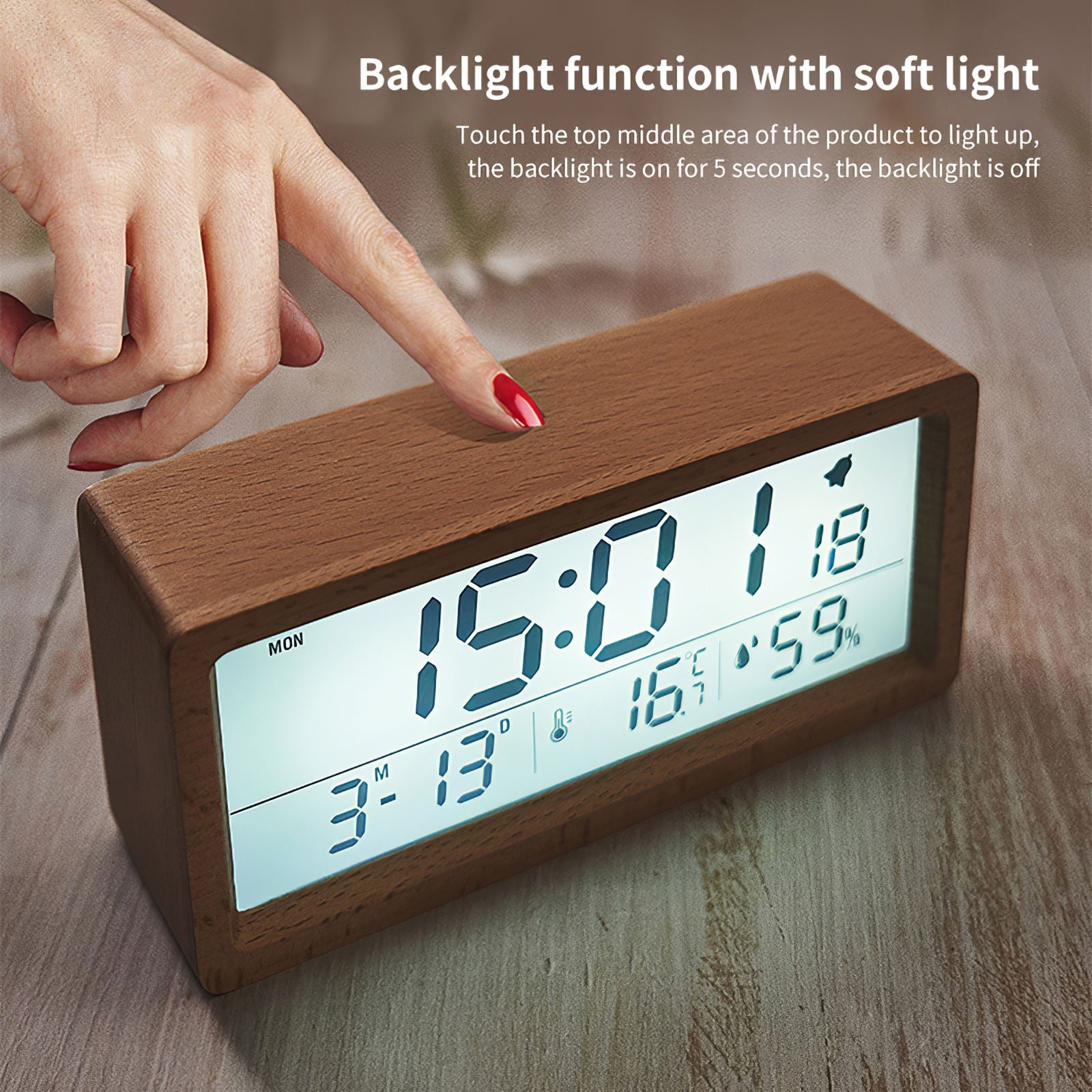 Bamboo Alarm Clock Digital Display | My-Wall-Clock - My Wall Clock