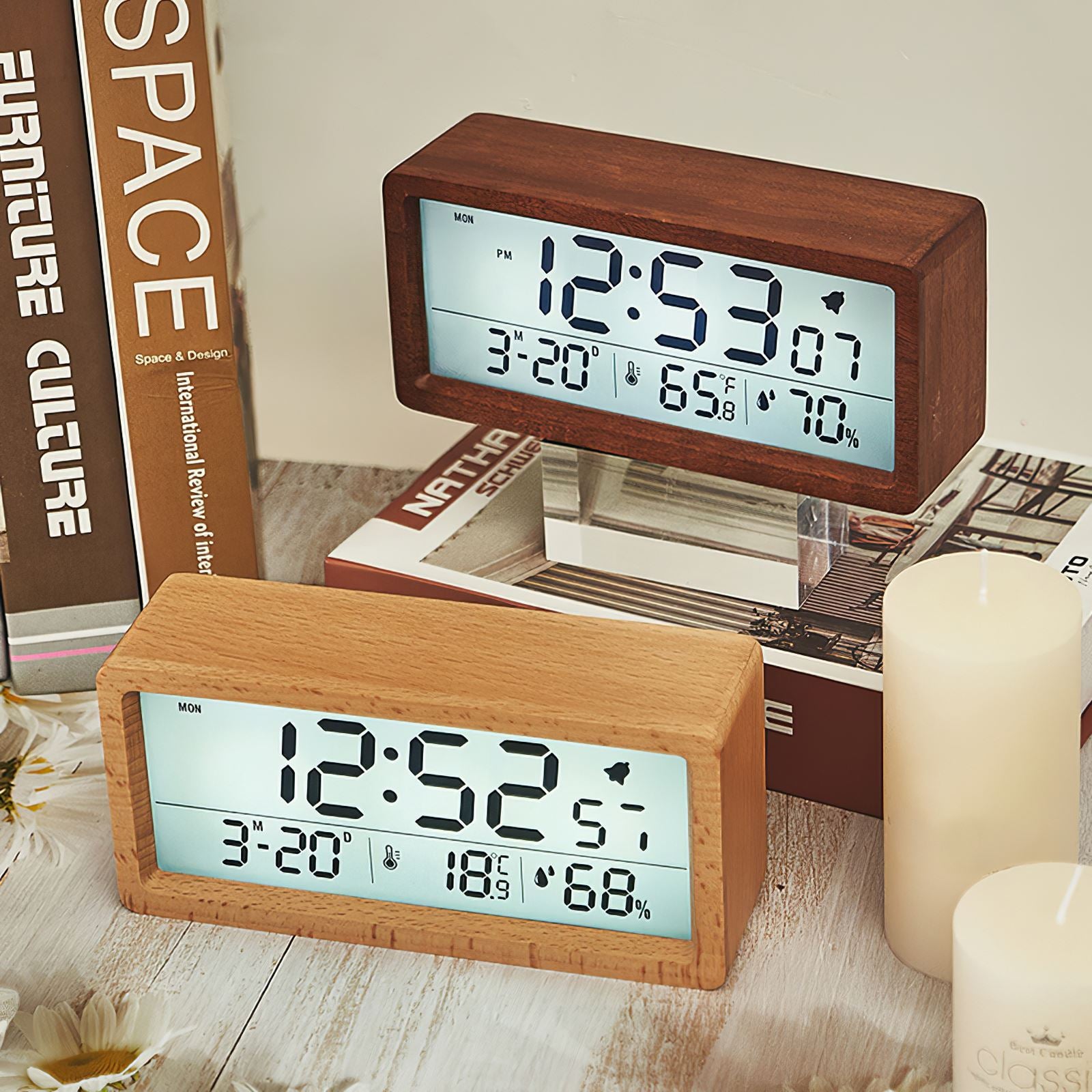 Bamboo Alarm Clock Digital Display | My-Wall-Clock - My Wall Clock