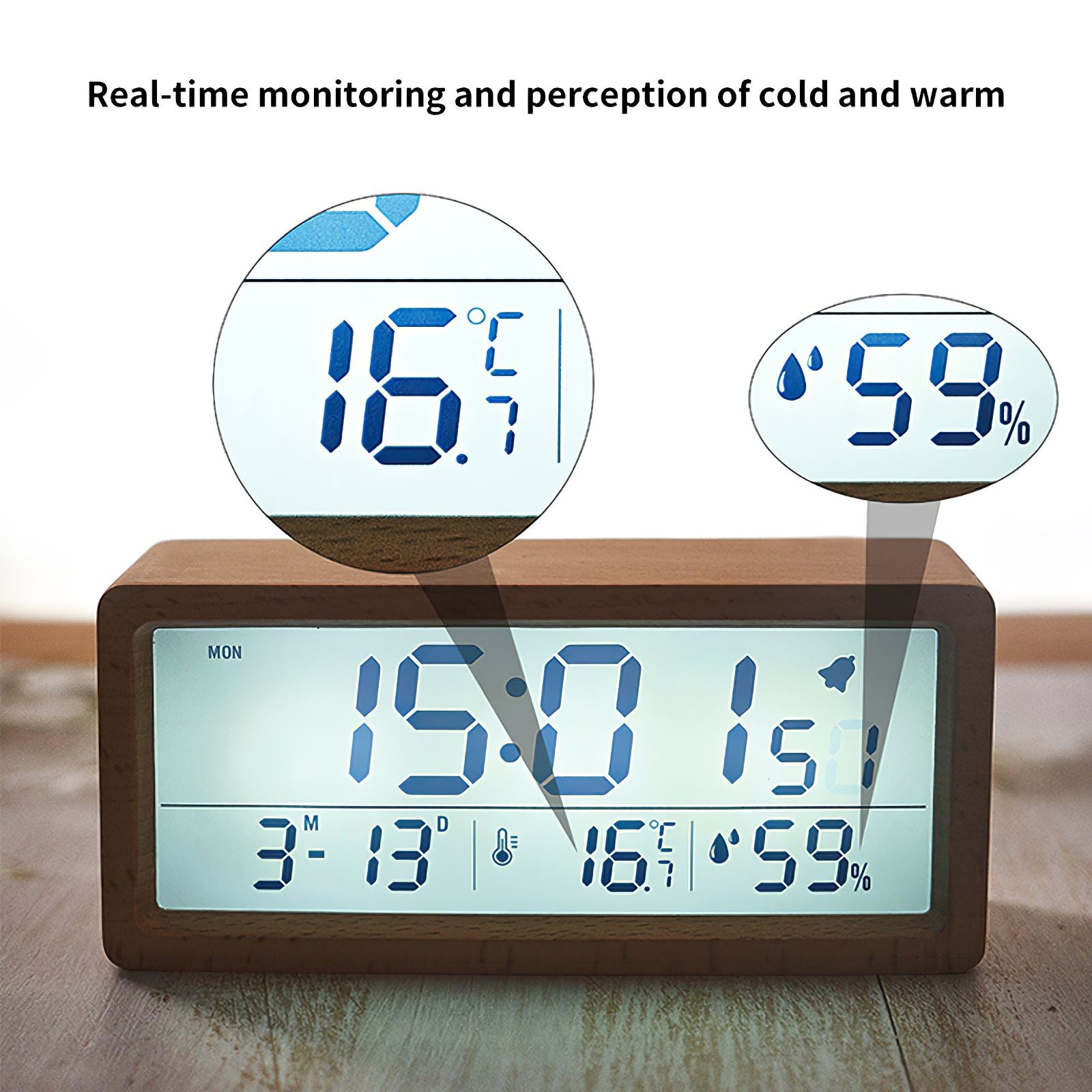 Bamboo Alarm Clock Digital Display | My-Wall-Clock - My Wall Clock