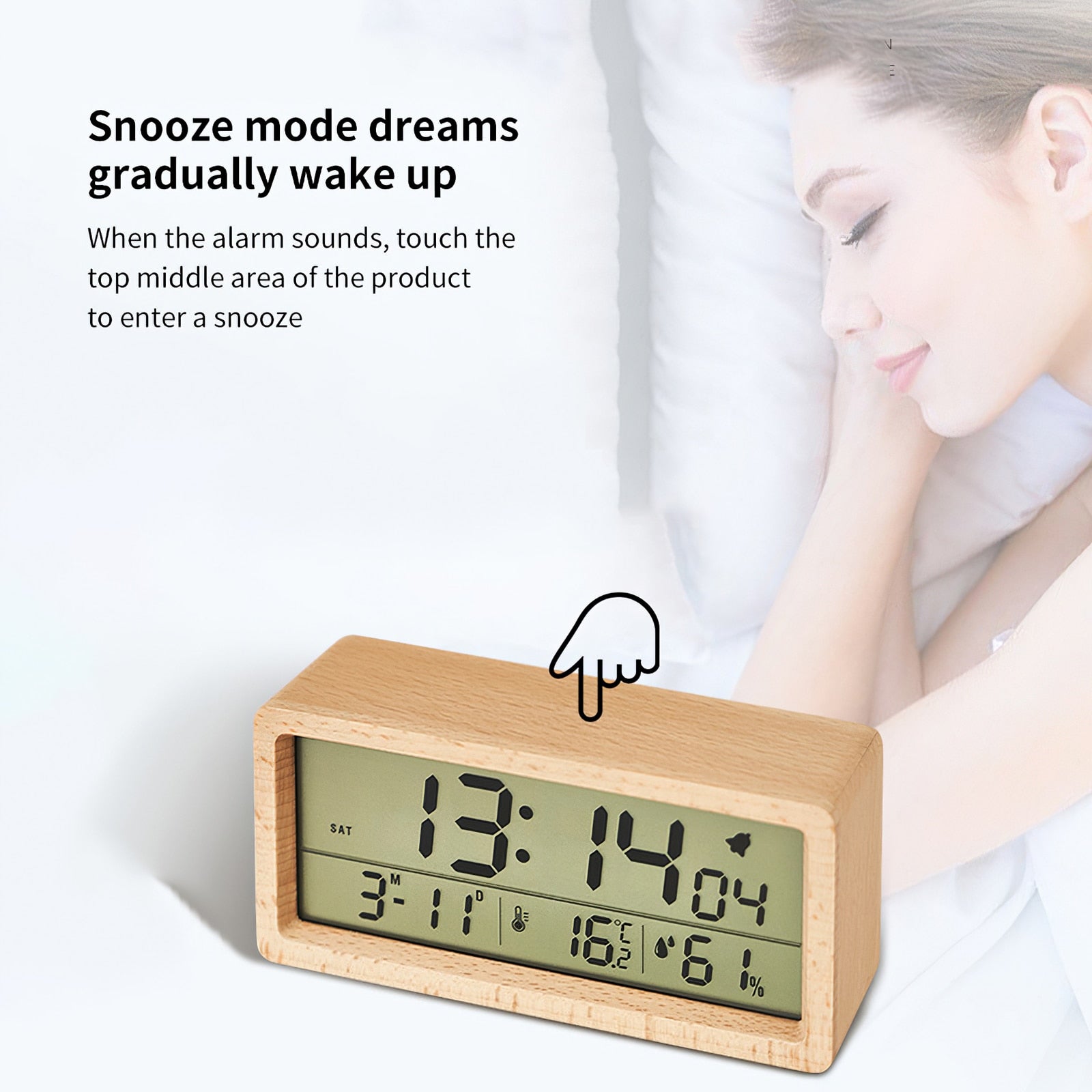 Bamboo Alarm Clock Digital Display | My-Wall-Clock - My Wall Clock