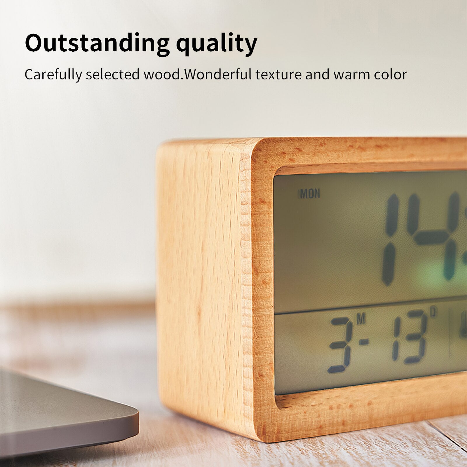 Bamboo Alarm Clock Digital Display | My-Wall-Clock - My Wall Clock
