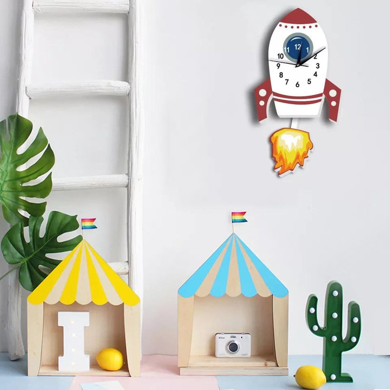 Children's Wall Clock with Pendulum Rocket | My Wall Clock