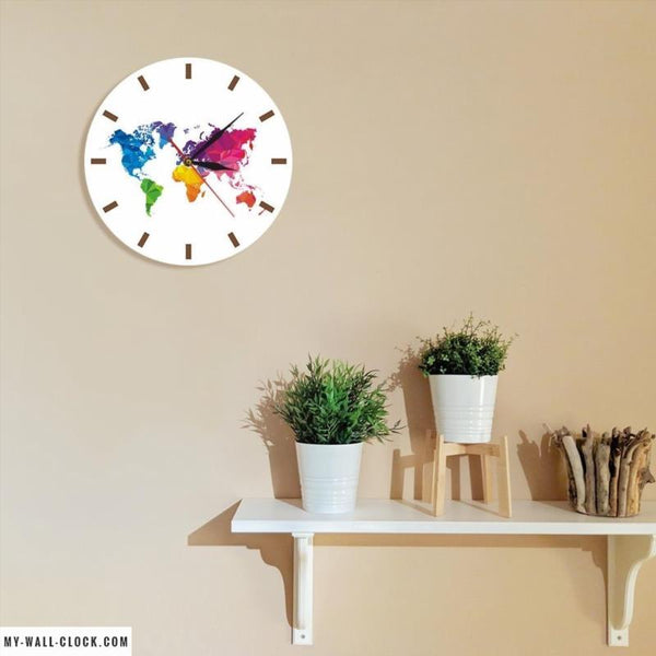 Multicolor Modern World Wall Clock | My Wall Clock