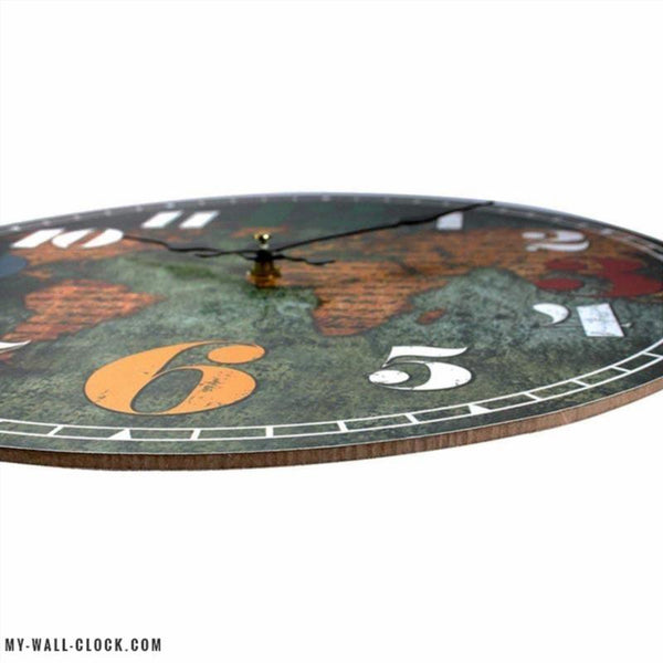 Wooden Clock with World Map | My Wall Clock